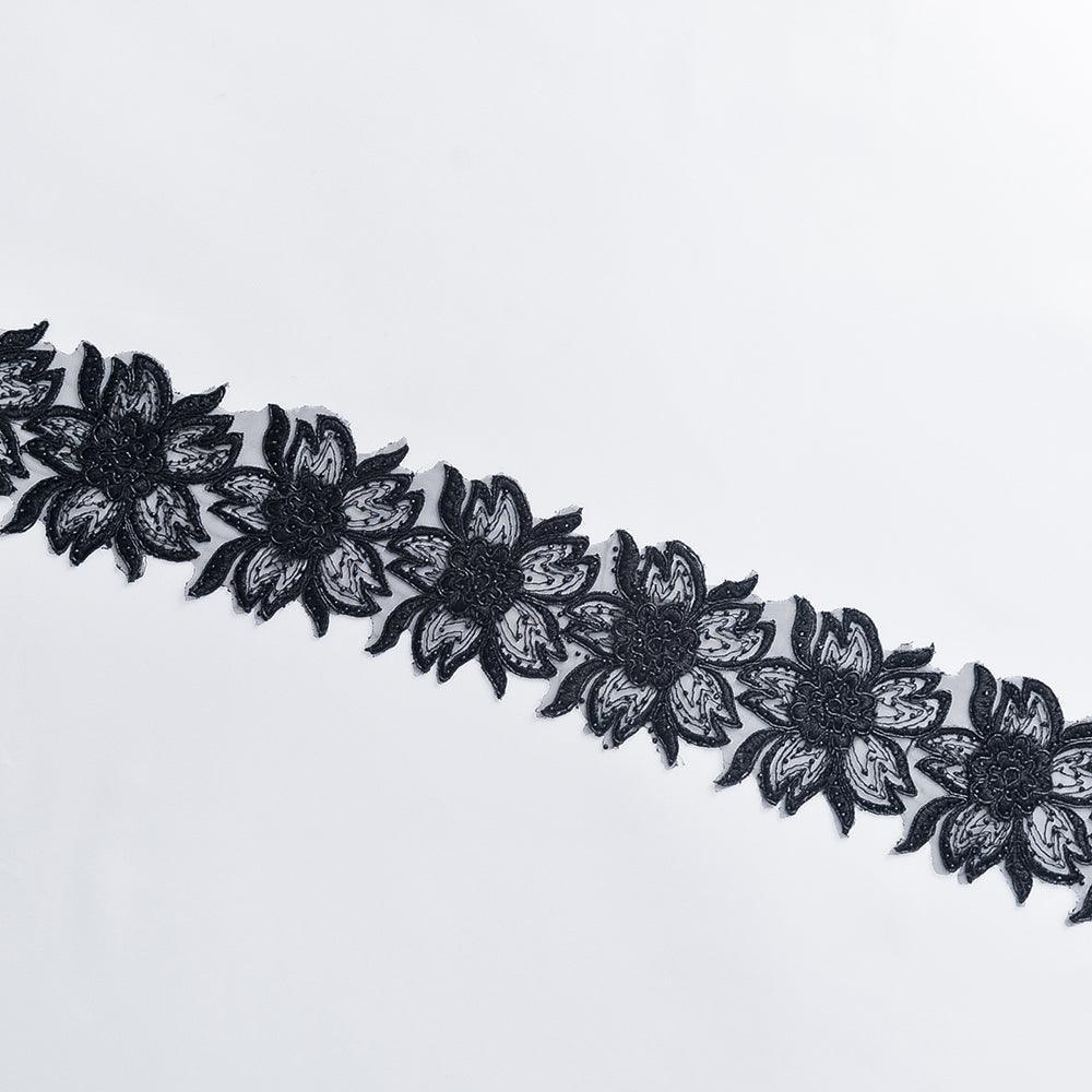 Banda dantelata cu flori - Negru – Texmag.ro