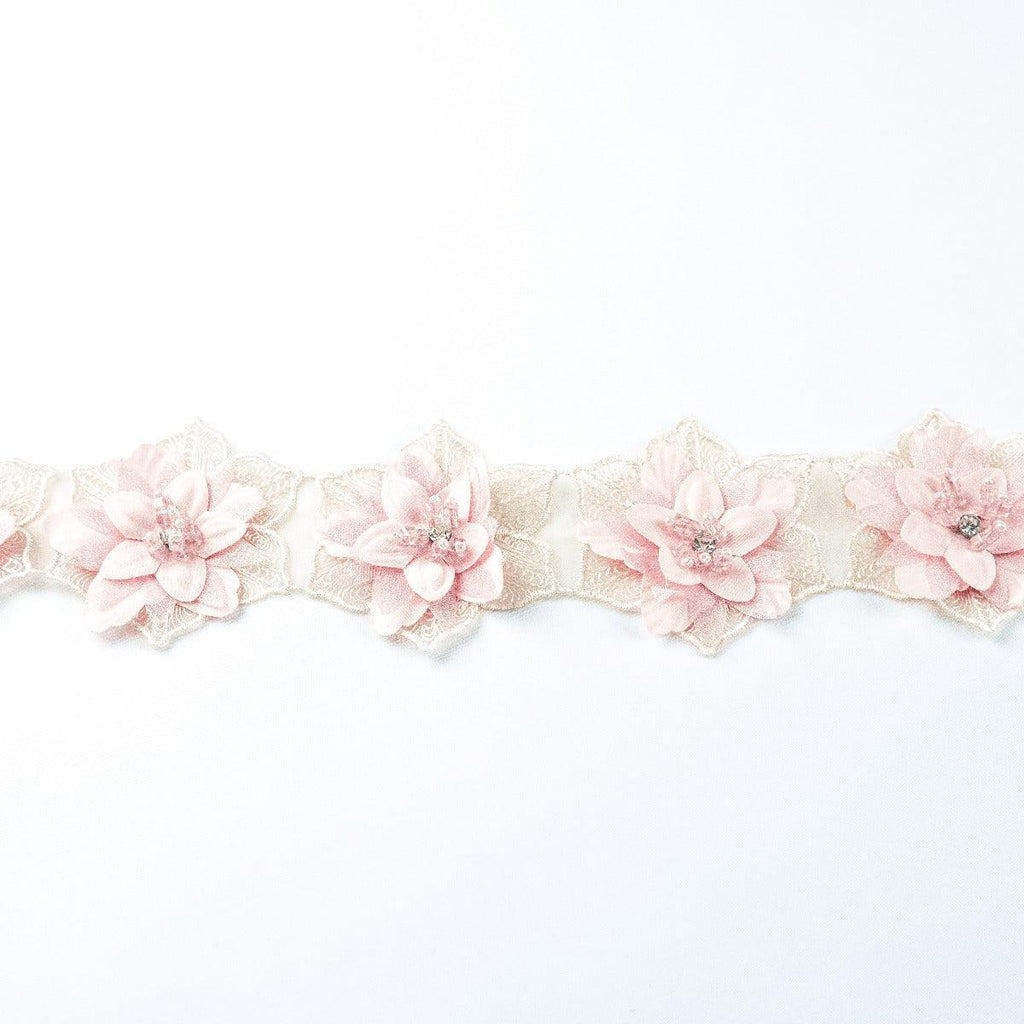 Banda decorativa cu flori mari - Roz |Texmag.ro